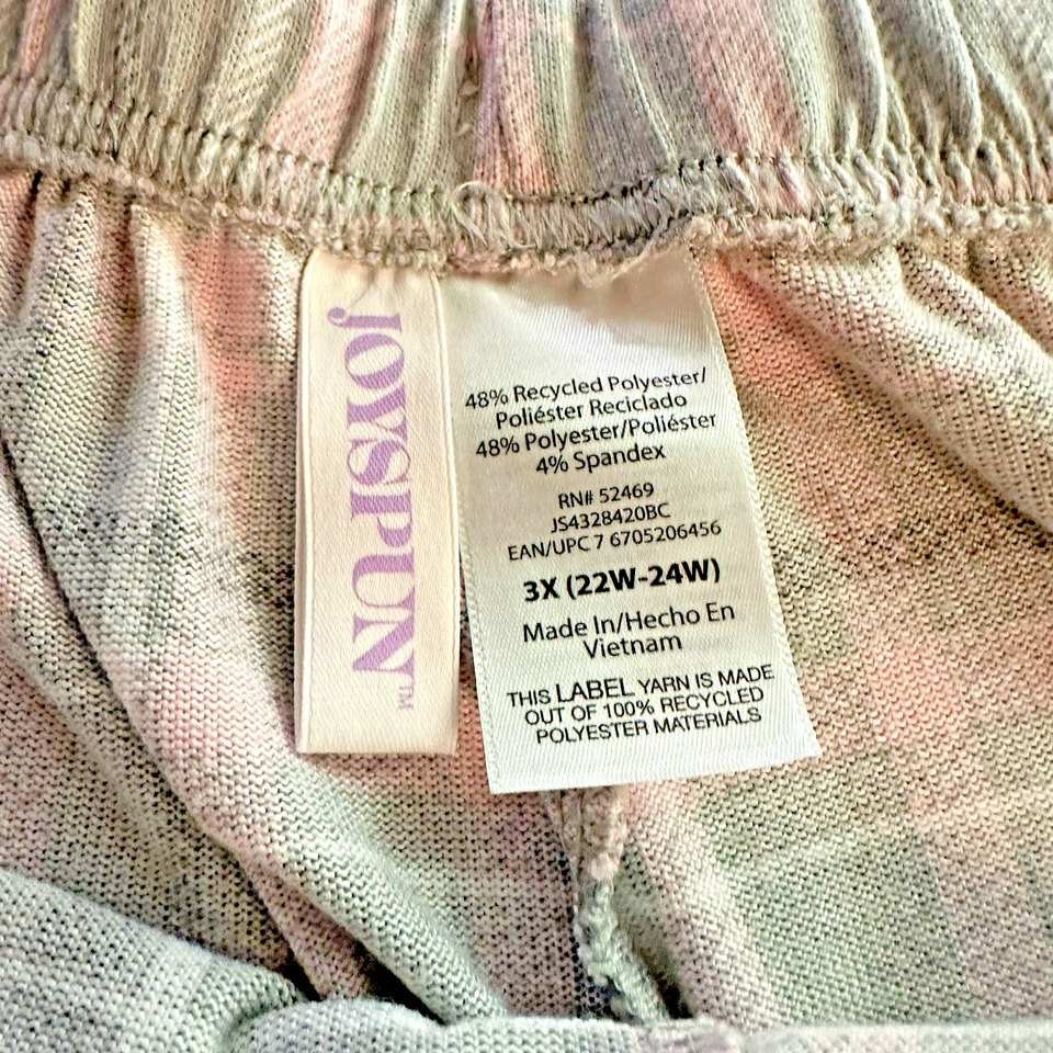 Women's Joyspun PAJAMA PANTS Pink Plaid 3X (22W-24W) Pull On Drawstring ...