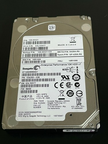 NETAPP X425A-R6 108-00321 18R1085 1.2TB 10K SAS 2.5" HDD | eBay