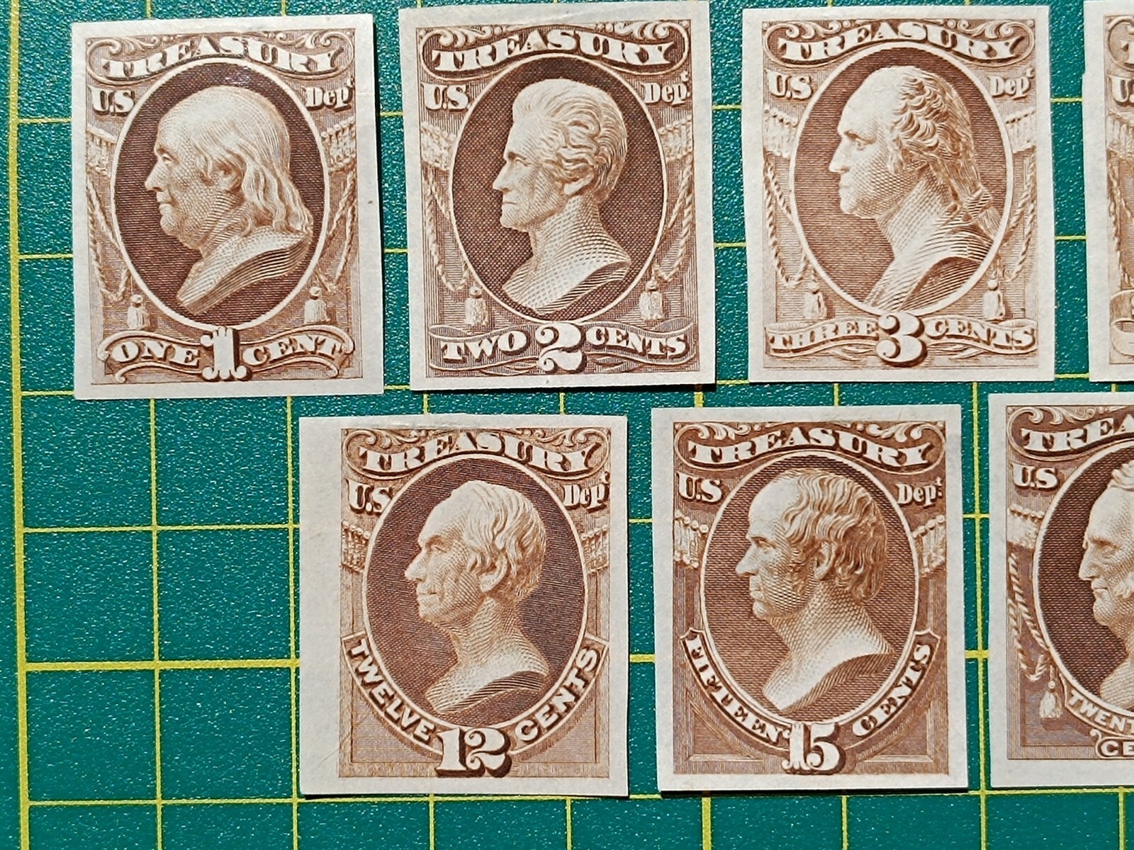 US Stamps,Treasury Dept.,#O72P3-O82P3 Official Trial Color PROOF on ...