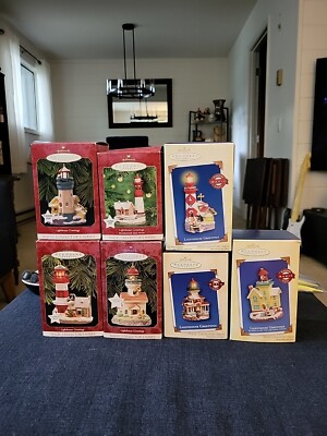 7 Lot Hallmark Keepsake Lighthouse Greetings Christmas Hanging ...