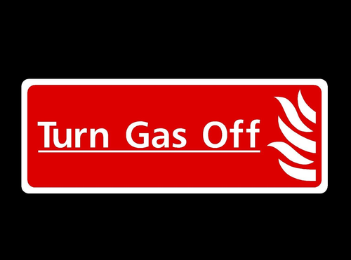 Turn Gas Off Sign / Sticker - 200x75mm - Danger, Flat, Building, Safety ...