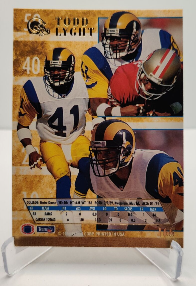1994 Football Ultra Football Card #166 Todd Lyght Los Angeles Rams | eBay