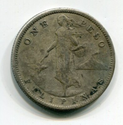 Philippines One Peso Filipinas / United States of America 1908-S Silver ...