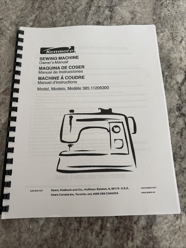 Kenmore 385.11206300 Sewing Machine Instruction Manual - Printed Ultra ...