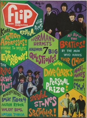 FLIP TEEN MAGAZINE AUG, 1966 ~BEATLES/STONES/MARIANNE/ANIMALS/KINKS ...