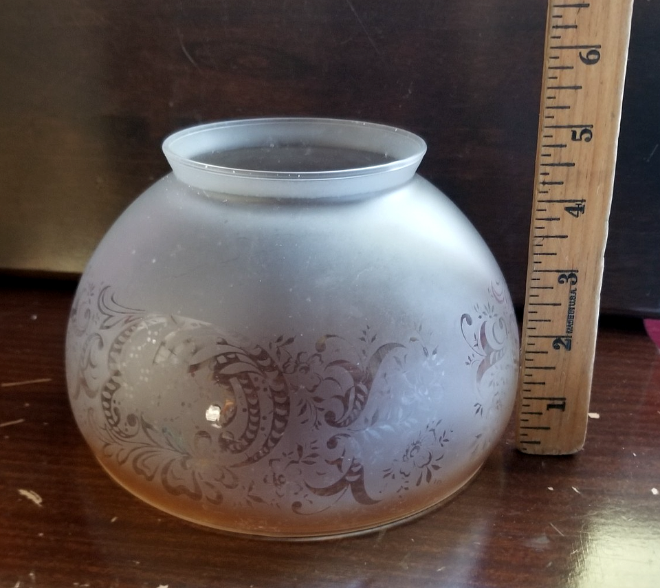 4" / 7" Fitter Frosted Satin Etched Glass Lamp Shade Clear Filigree # ...