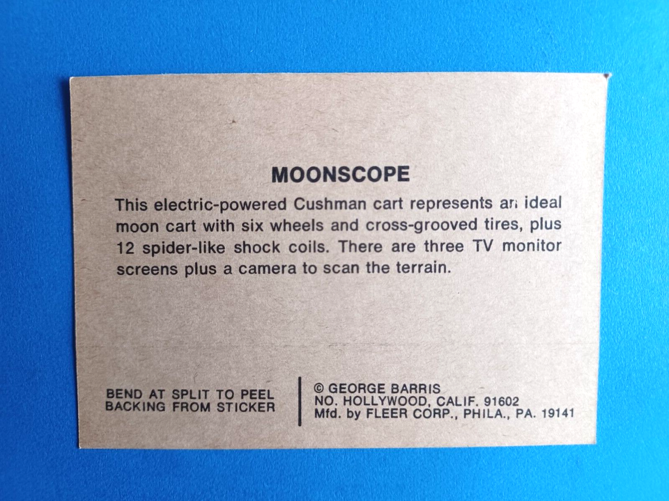 1975 FLEER GEORGE BARRIS KUSTOM CARS STICKER MOONSCOPE ELECTRIC CUSHMAN ...