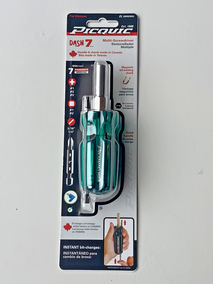 PICQUIC DASH 7 Screwdriver - Multi Bit with 7 Hex Powerbits - Emerald ...