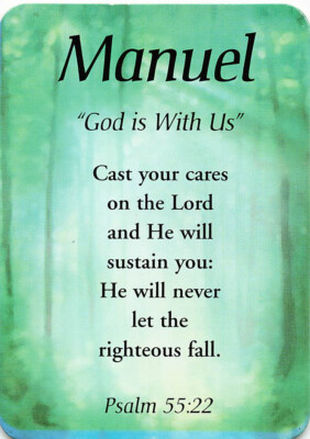 Manuel "God is With Us" Keepsake Name Meaning Card with Verse | eBay