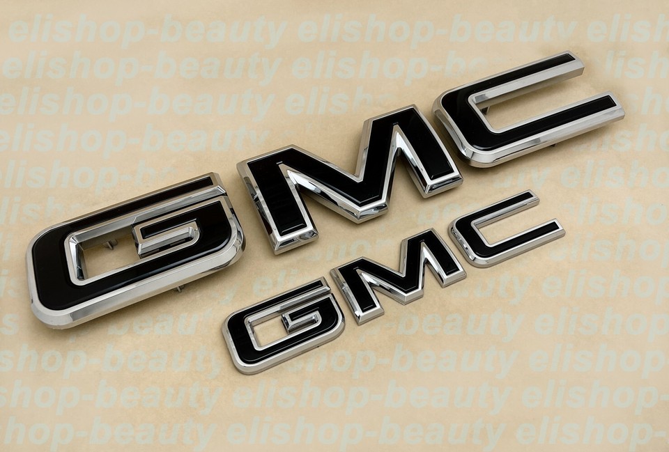 2021-2024 GMC Yukon Yukon XL GM Front & Rear Chrome Black Emblem Kit ...