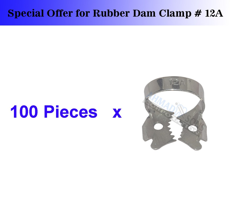 100 PCS Dental Rubber Dam Clamps Endodontics Ivory Retractors Premolar ...