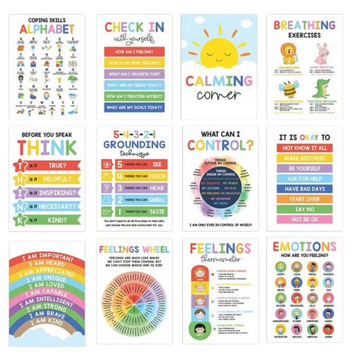 Calming Corner Classroom Posters-Feelings Wheel Chart Emotions Poster ...