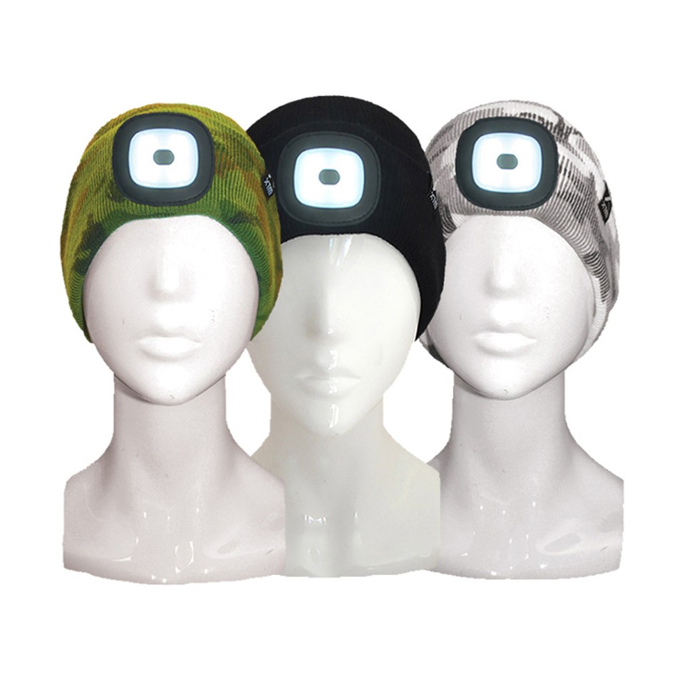 XTM LED Headlight Beanie Warm Knit Hat USB rechargeable Winter Cap | eBay