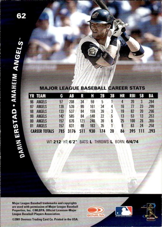 Darin Erstad 2001 Donruss Class of 2001 #62 Anaheim Angels | eBay