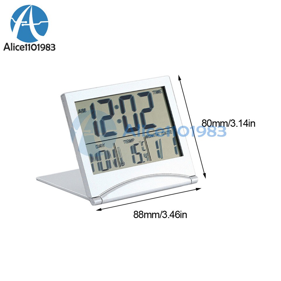 Digital Deck Clock Foldable Calendar Temperature Timer Alarm Clock LCD ...