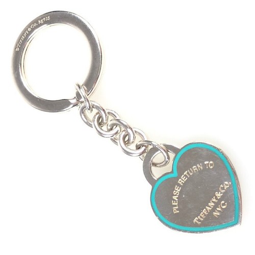 Tiffany & Co.Blue Enamel Heart Key Ring Silver 925 Auth #7778 | eBay
