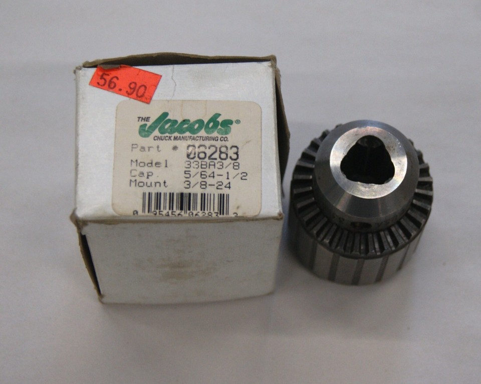 USA Made JACOBS 33BA 1/2” Capacity 3/8-24 Mount Drill Chuck NOS (no key ...