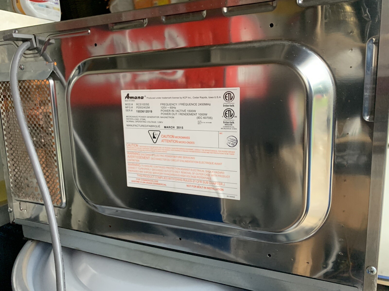 Amana - RCS10DSE - 1000 Watt Commercial Microwave Oven 728028020731| eBay