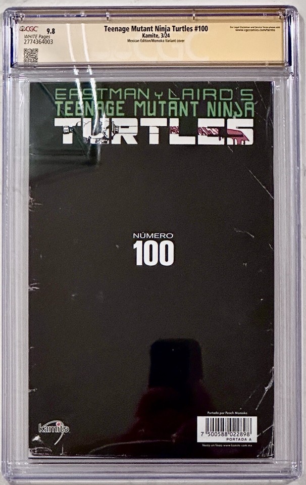 TMNT #100 CGC 9.8 SIGNED 3X MOMOKO-EASTMAN-WALTZ & REMARK 2X BY EASTMAN ...