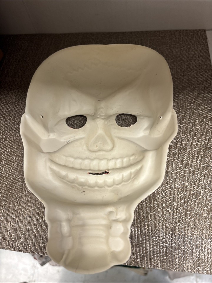 Vtg Mask Halloween Skeleton Skull Ben Cooper "GLITTER GLOW" BONEY Rare ...