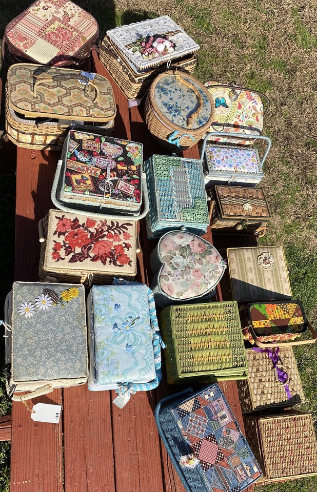 Sewing Notions Keepsake Box Treasure Hope Chest Nest Vintage Granny ...