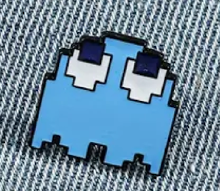 PAC-MAN blue ghost INKY enamel pin - 80's retro video game - FREE ...