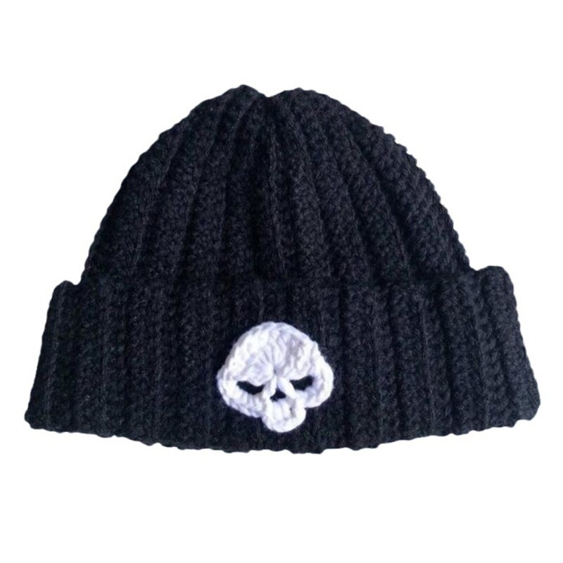 Elastic Windproof Beanies Handmade Skull Decals Beanies Skiing Hat for ...