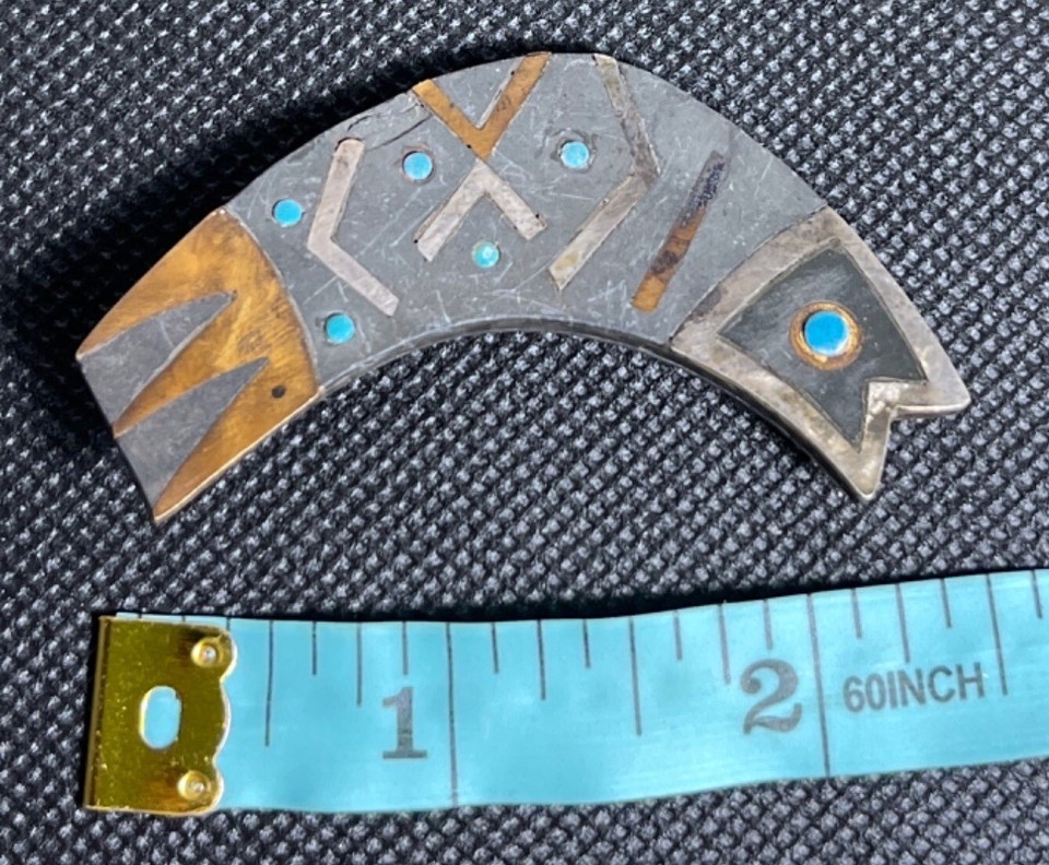 Vintage Cecilia Tono Fish Brooch Taxco México Piedra Negra with Inlay ...