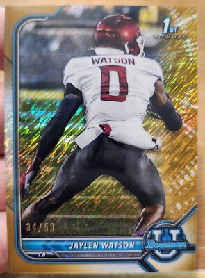 JAYLEN WATSON 2021-22 BOWMAN UNIVERSITY 1ST CHROME RC GOLD SHIMMER ...