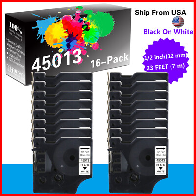 16PK 45013 Black on White D1 Tape for LabelManager 300 160 280 420P 155 ...