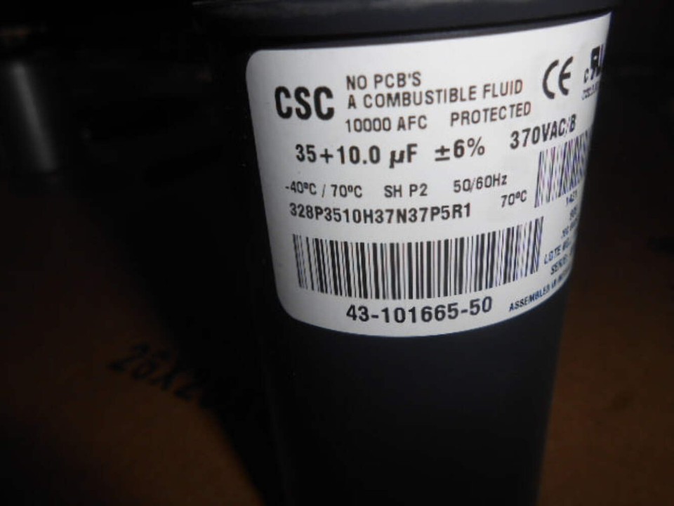 CSC 328P3510H37N37P5R1 35+10 X 370V AC DUAL RUN CAPACITOR, ROUND 183344 ...