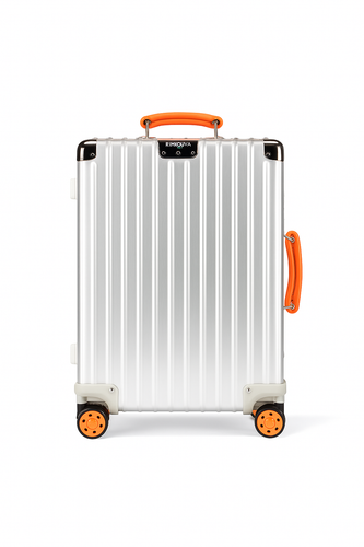 RIMOWA 21in Cabin Carry-On Aluminum Spinner Suitcase – Orange Handle ...