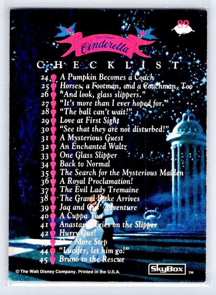 1995 Skybox Walt Disney Cinderella Checklist Card #89 | eBay