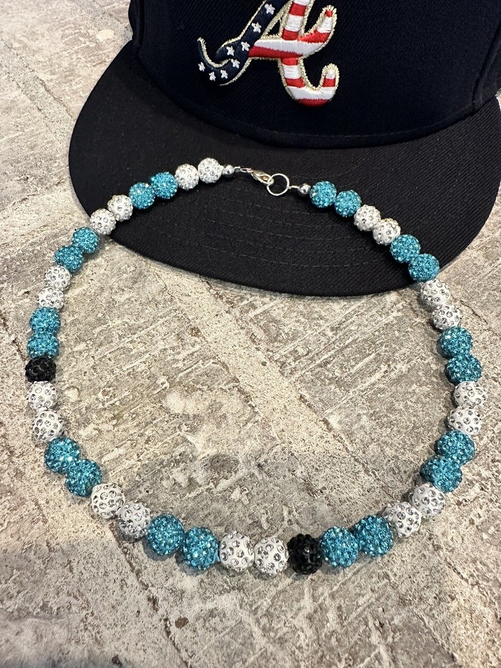(CUSTOM SIZES) MLB Inspired Rhinestone Beaded Baseball Necklace (16” 18 ...