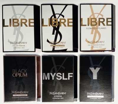 YVES SAINT LAURENT YSL 6PC Fragrance Sample Lot Myslf Y Libre Flowers ...