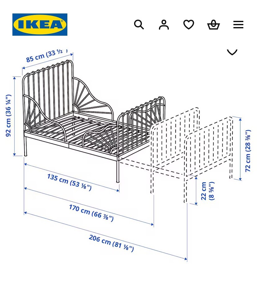 Ikea Minnen Pink Extendable bed | eBay UK