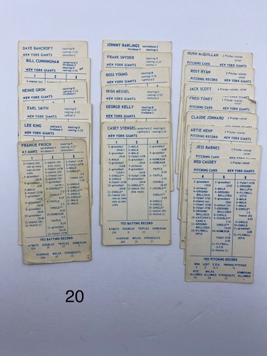 Strat-O-Matic 1922 New York Giants Team Set Original Blue Casey Stengel ...