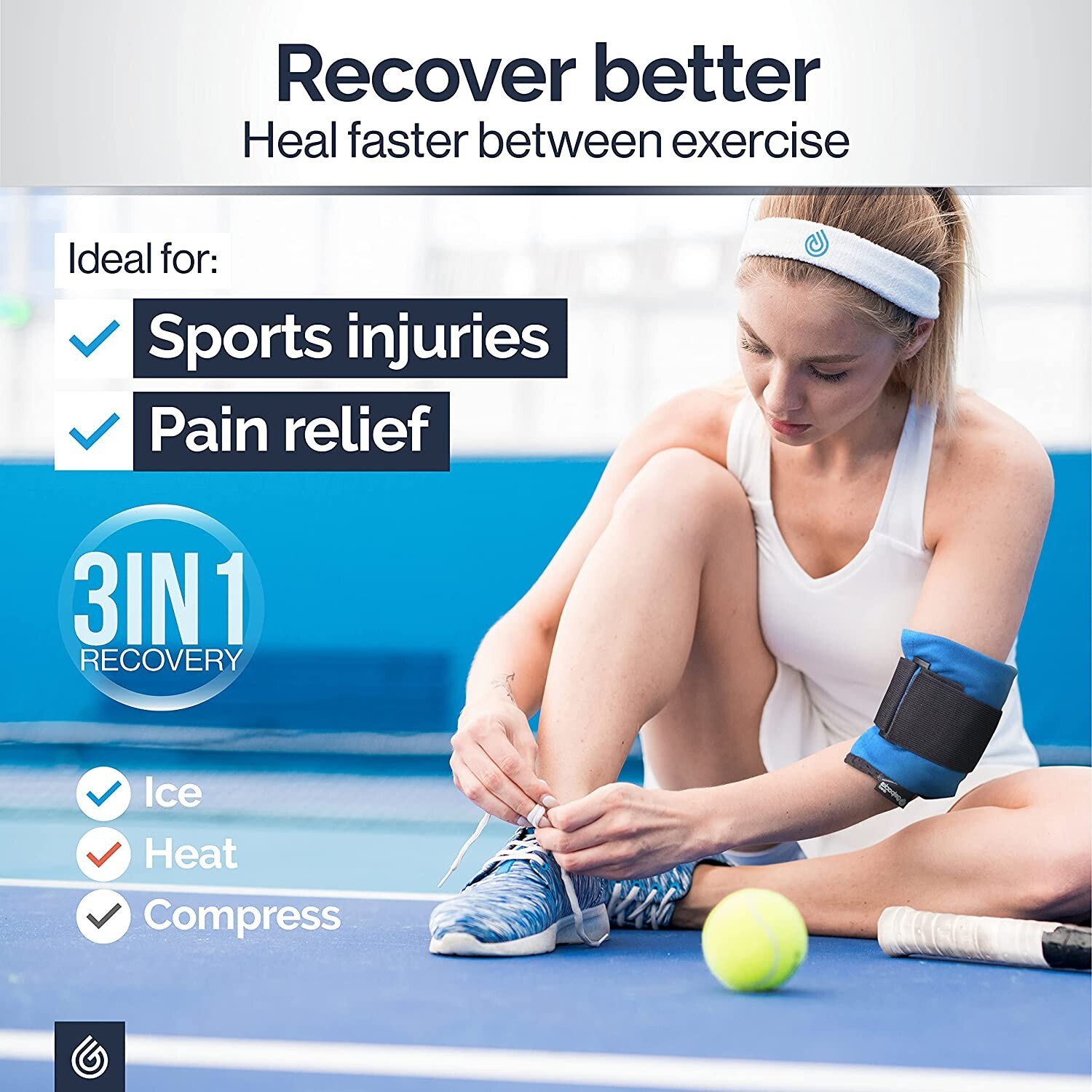 Elbow Ice Pack and Wrap for Tennis Elbow Pain Relief - Hot Cold Gel ...