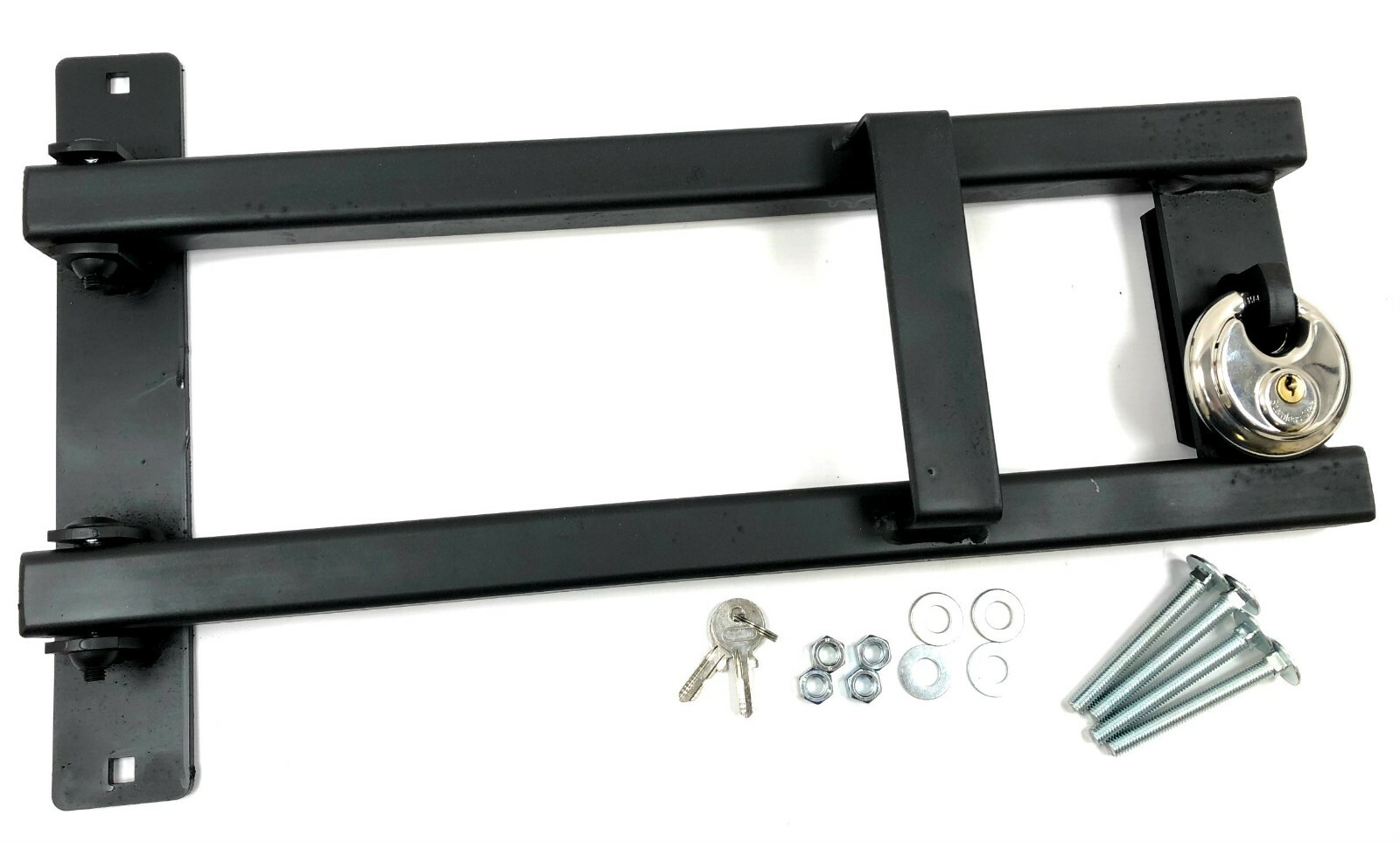 Security Locking Bar BLACK Double Hinged Arm Shed Door Locking UK ZB ...