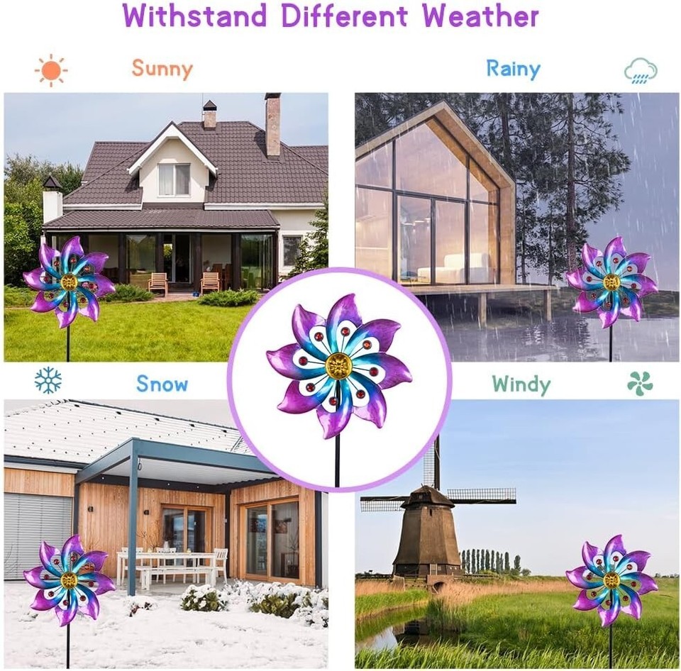 Wind Spinner Metal Pinwheels Kinetic Outdoor Yard Garden Lawn Art Decor ...