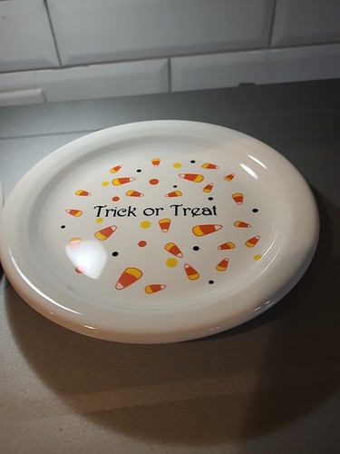 Fiestaware Halloween Trick or Treat AppetizerPlates Lot of Two White ...
