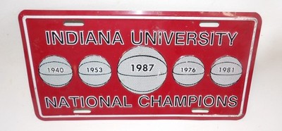 Indiana University IU 1987 National Champions License Plate | eBay