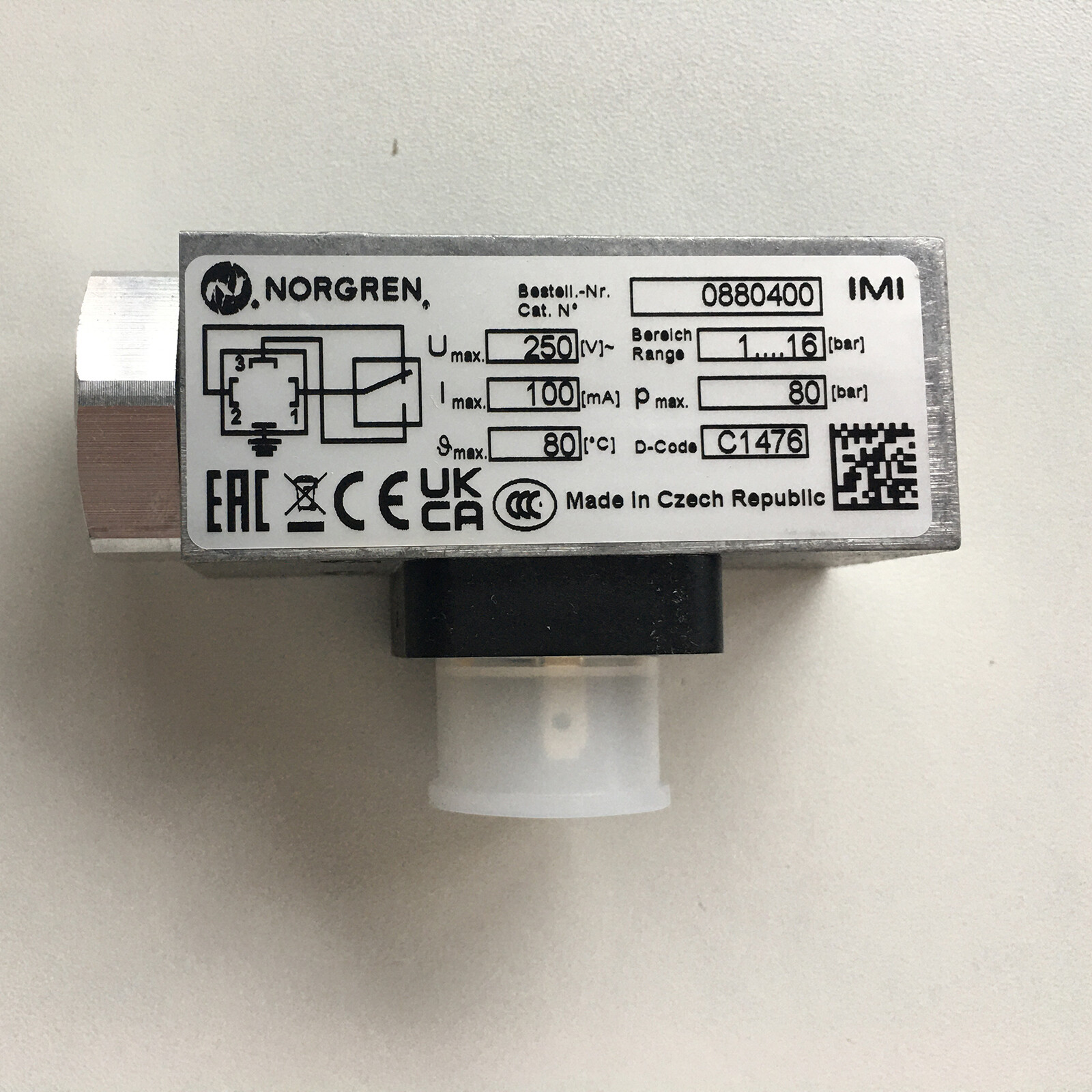1PCS New For NORGREN Pressure Switch 0880400 1...16bar spot stock #YP1 ...
