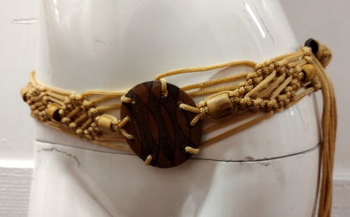 Authentic 1970s Hippy Belt Fringe Rope Bohemian WOOD HAND PAINTED ...