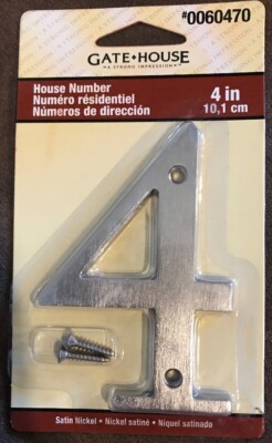 GATE HOUSE NUMBER 4 Satin Nickel #0060470 4in 10,1 Cm | eBay