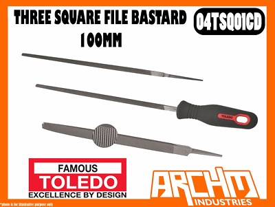 TOLEDO 04TSQ01CD - THREE SQUARE FILE BASTARD - 100MM - TRIANGULAR ...