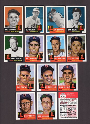 1953 BOSTON RED SOX Official Topps Baseball REPRINT Team Set ~ ALL 26 ...