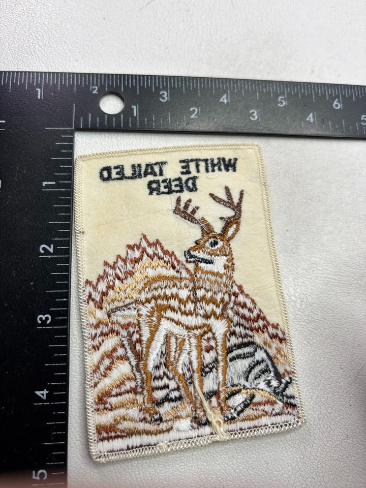 Vtg WHITE TAILED DEER Embroidered Sew-On Patch (Hunter, Wildlife ...