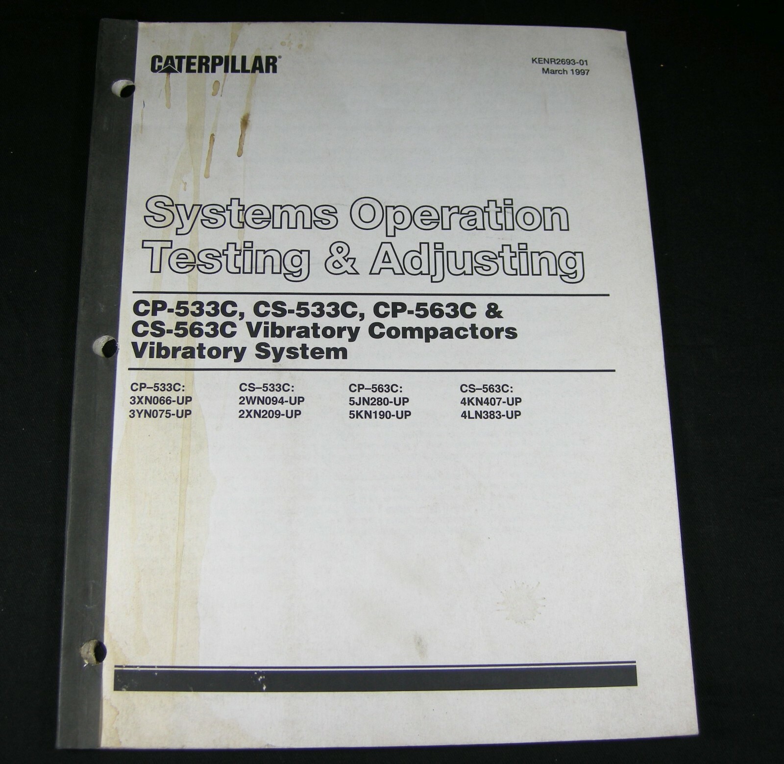 CAT Caterpillar CP-533C CS-533C CP-563C CS-56C Operation Test Adjust ...