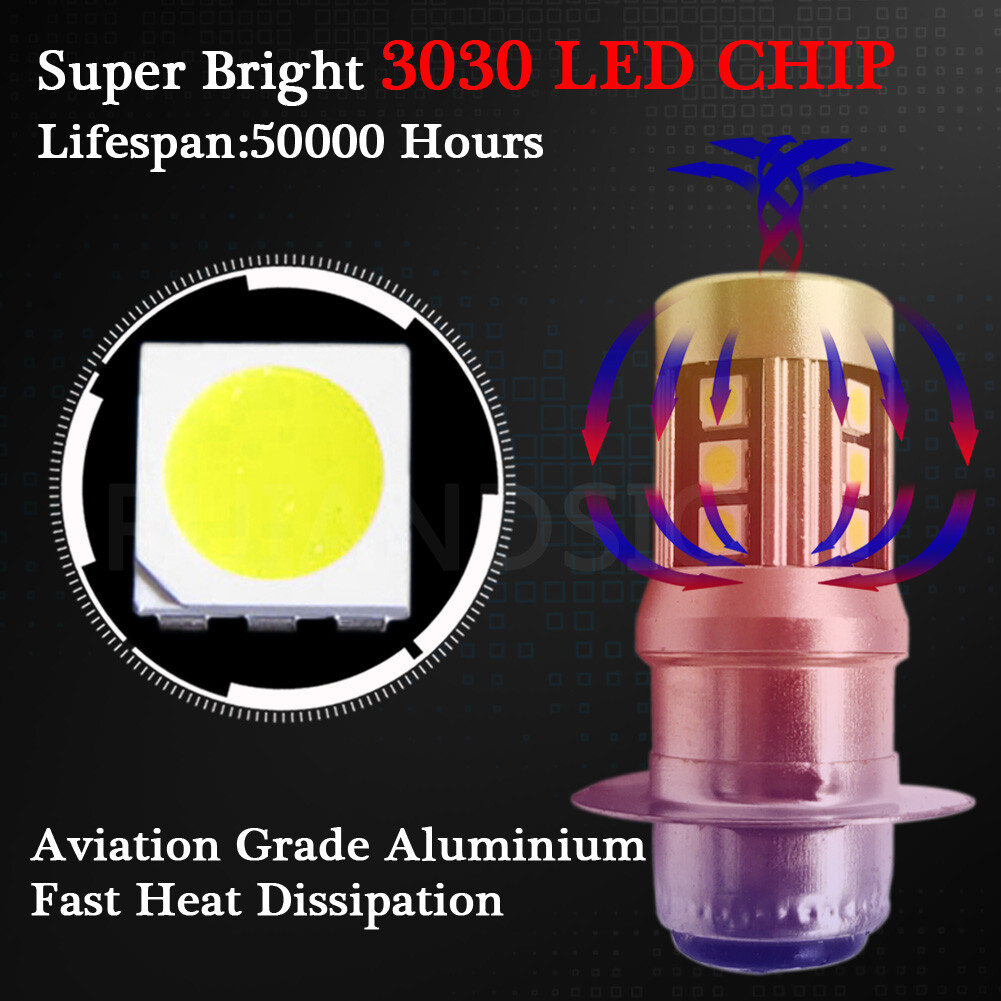 1PC White P15D H6M 3030 15 SMD LED Hi/Lo Motorcycle Headlight Lamp Bulb ...
